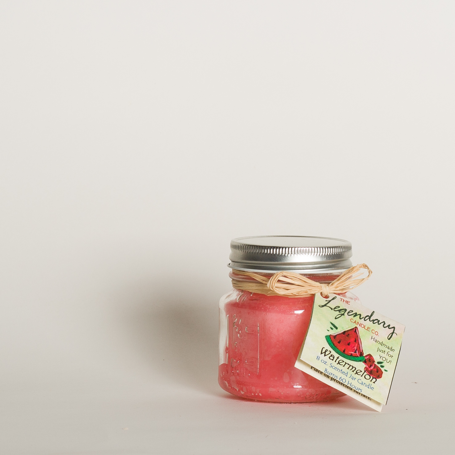 Watermelon - 8 Ounce Mason Jar Scented Candle - The Legendary Candle Co.