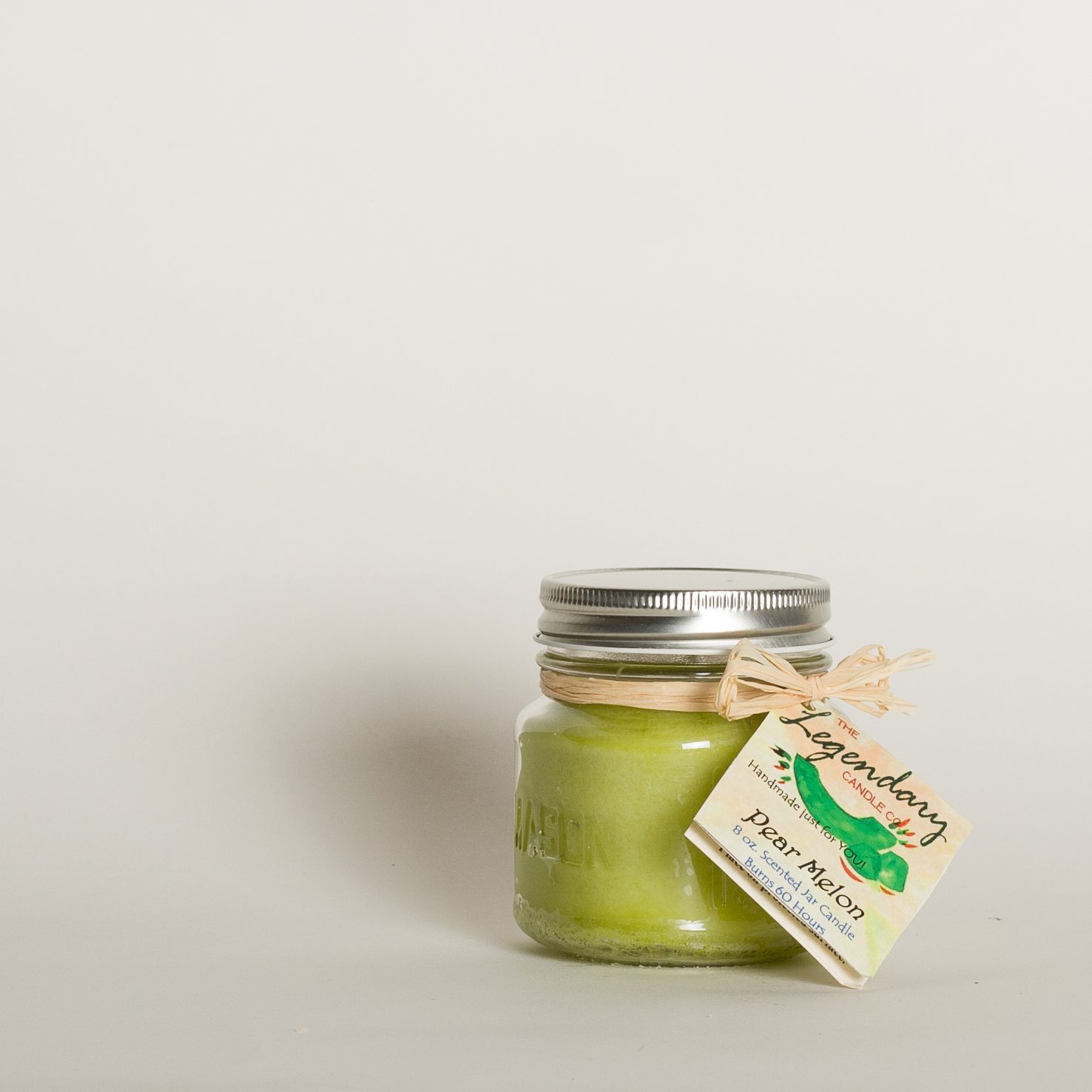 Pear Melon - 8 Ounce Mason Jar Scented Candle - The Legendary Candle Co.